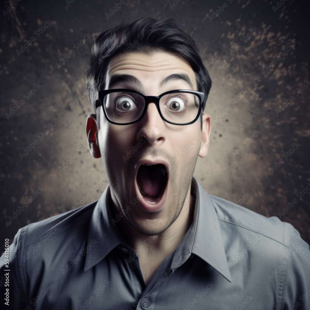 Shocked Man Expression - Surprised Facial Emotions Photo Art Created ...