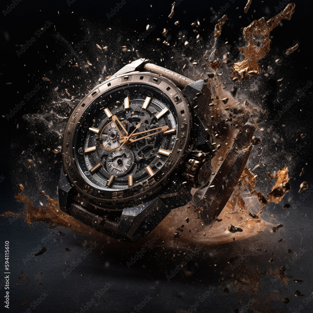 Powerful Explosion and Designer Watch in Commercial Photography ai ...