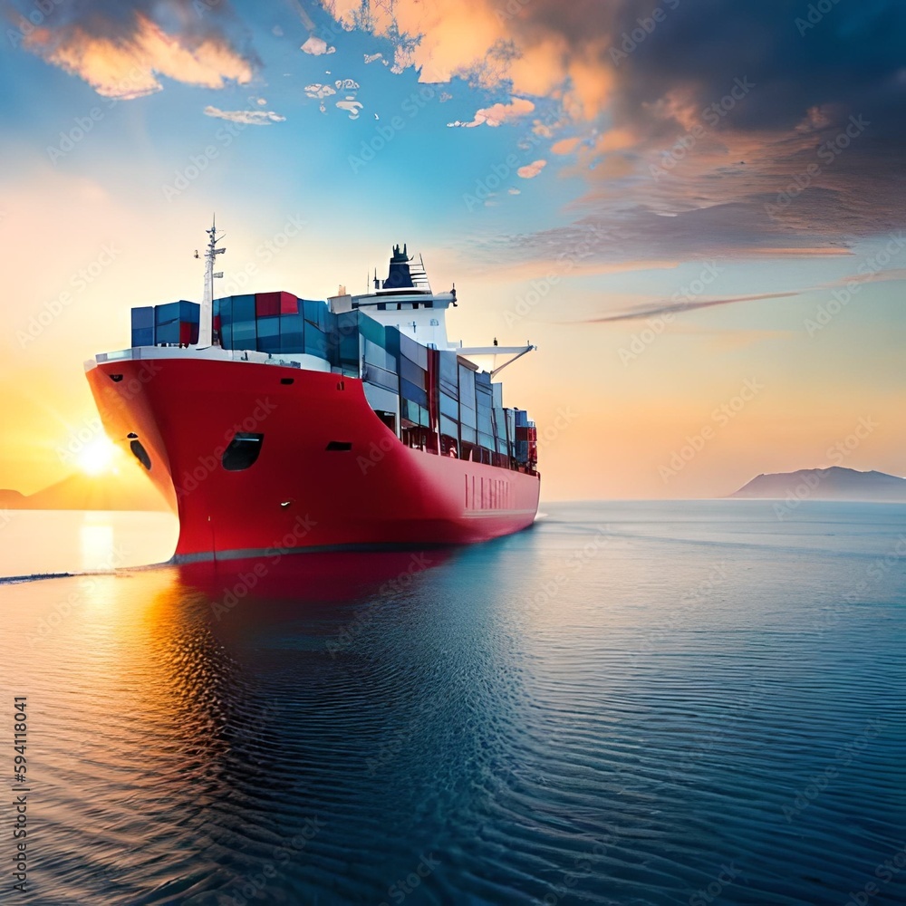 **Container ship carrying container for import and export, business ...