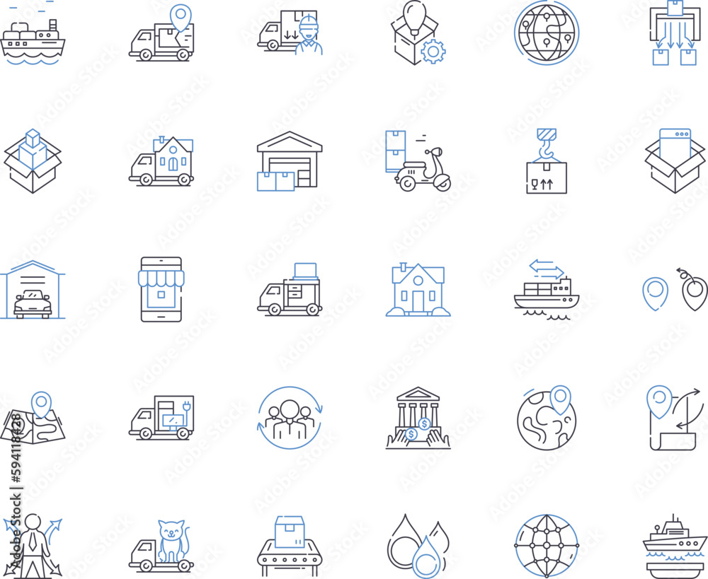 Warehousing operations line icons collection. Inventory, Logistics ...