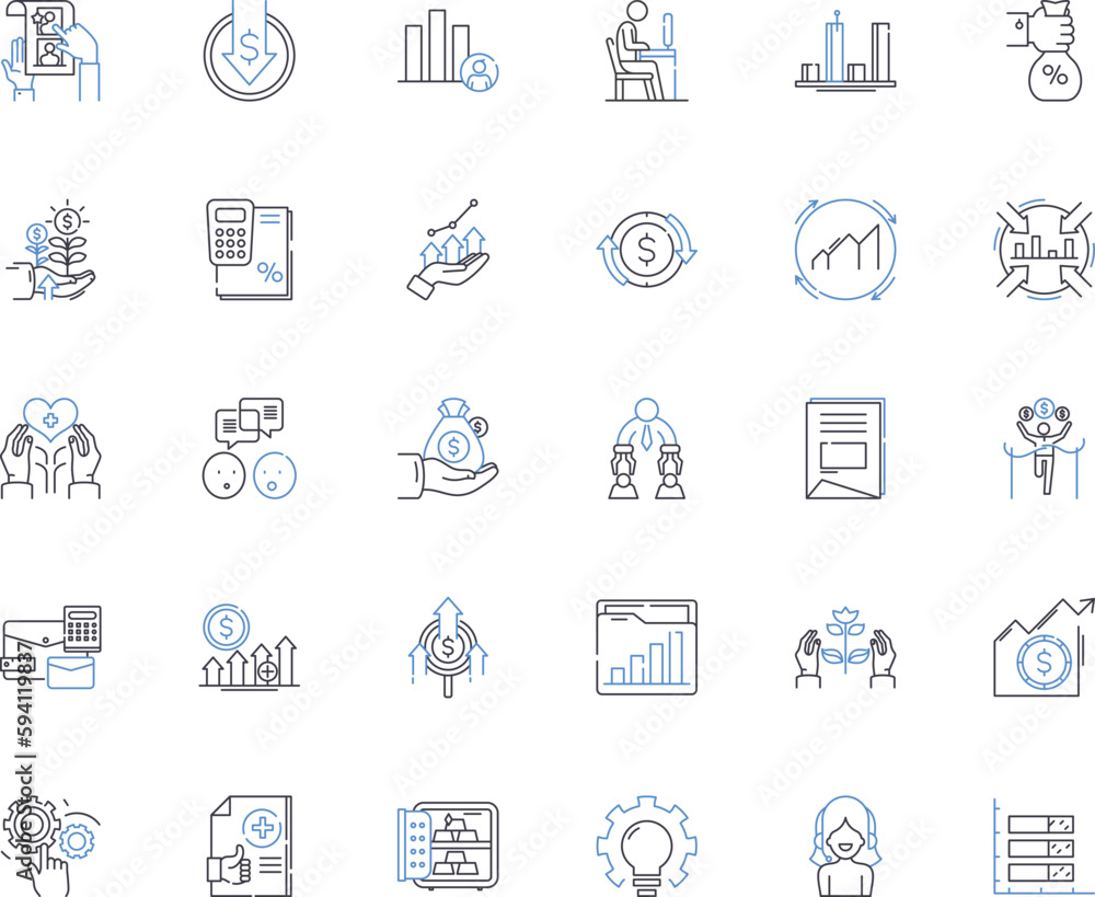 Analysis line icons collection. Data, Metrics, Examination, Evaluation, Insight, Interpretation ...