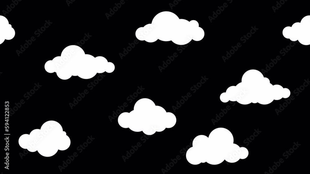 Horizontal movement animation of simple sky and cloud. Cartoon style ...
