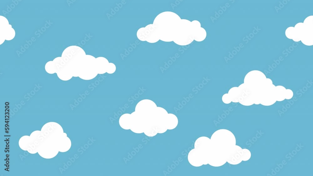 Horizontal movement animation of simple sky and cloud. Cartoon style ...