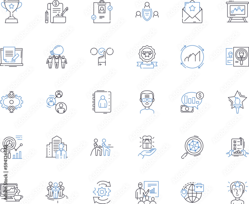 Entrepreneurship evolution line icons collection. Innovation ...