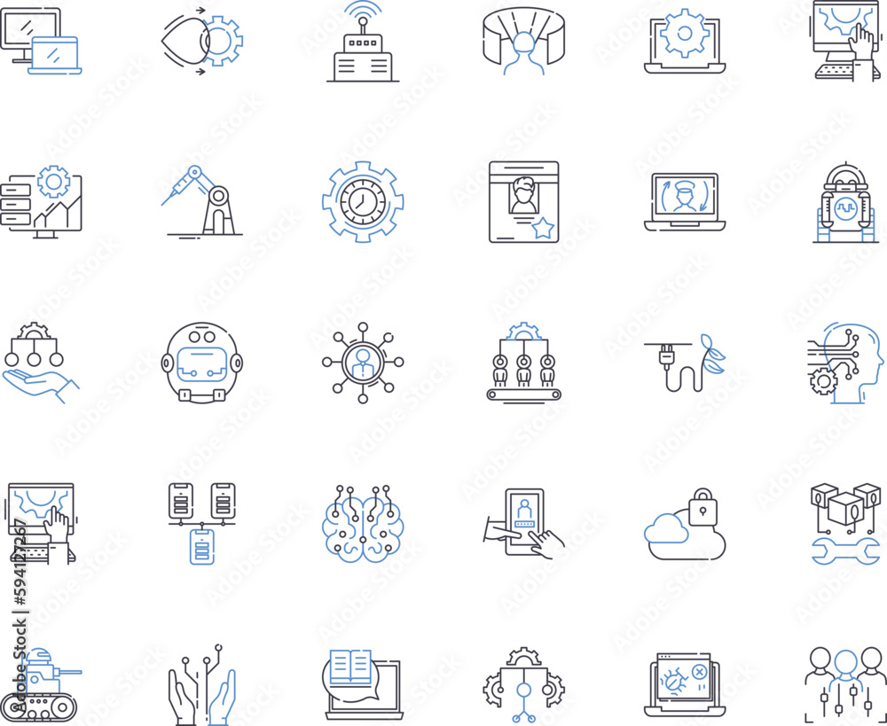 Robotic innovations line icons collection. Automation, Robotics ... Robotic innovations line icons collection. Automation, Robotics ...