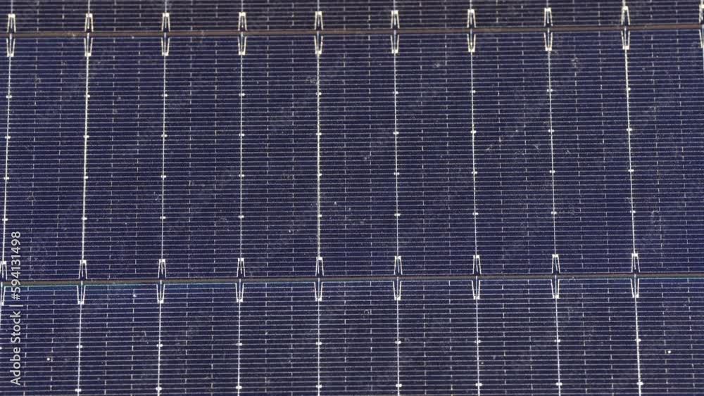 Solar panels. 4K detail close up view of the surface of a solar panel ...