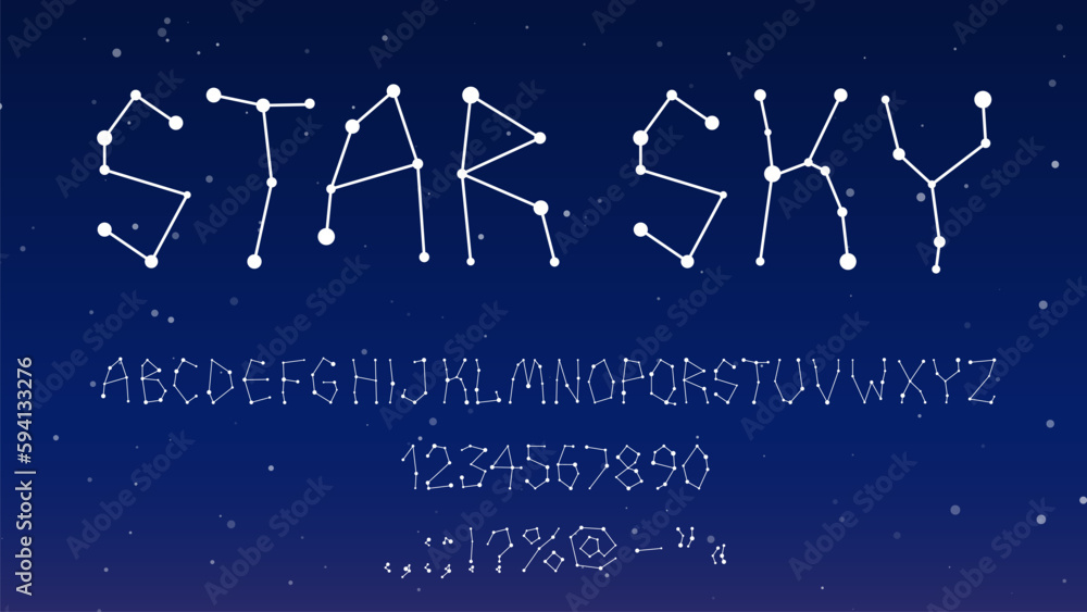 Star space font type, starry typeface or galaxy alphabet, vector letters constellation. Stars ...