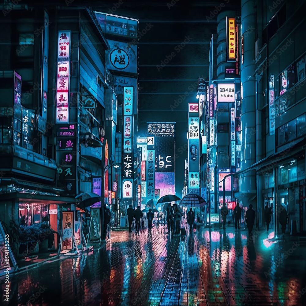 Nightfall in Neo-Tokyo: A Glimpse into the Futuristic Metropolis Stock ...