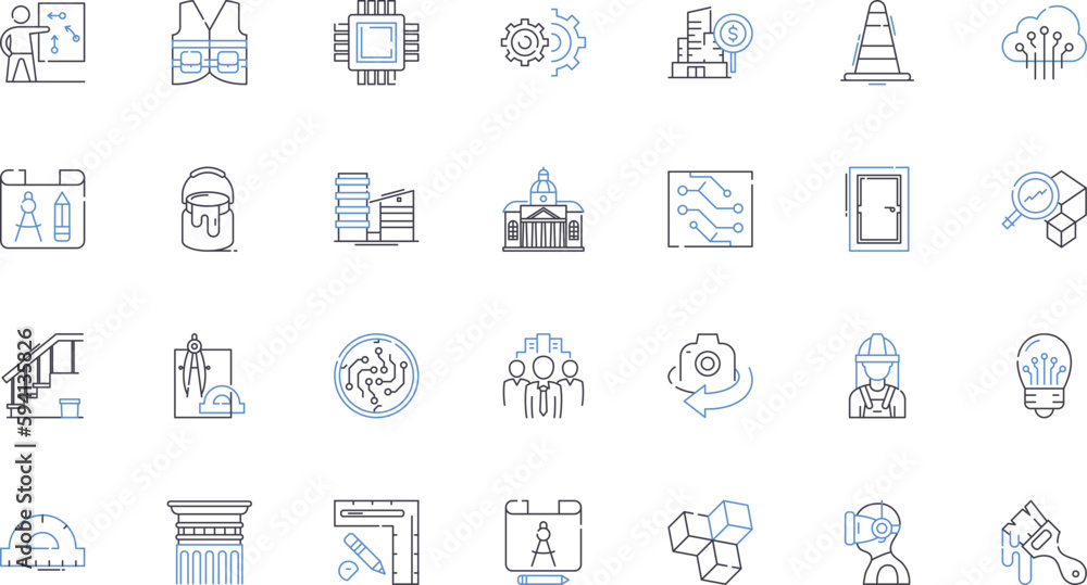 Scientific Principles line icons collection. Gravity, Chemistry ...