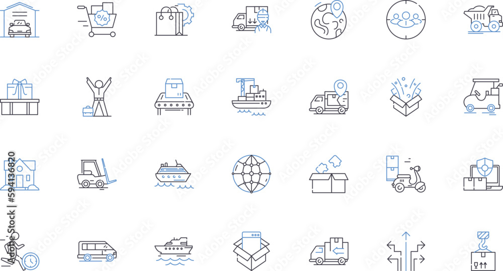 Fleet management line icons collection. Tracking, Optimization ...