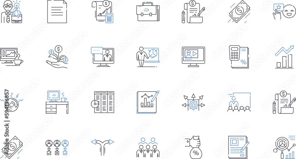 Vetor de Risk examination line icons collection. Vulnerability ...