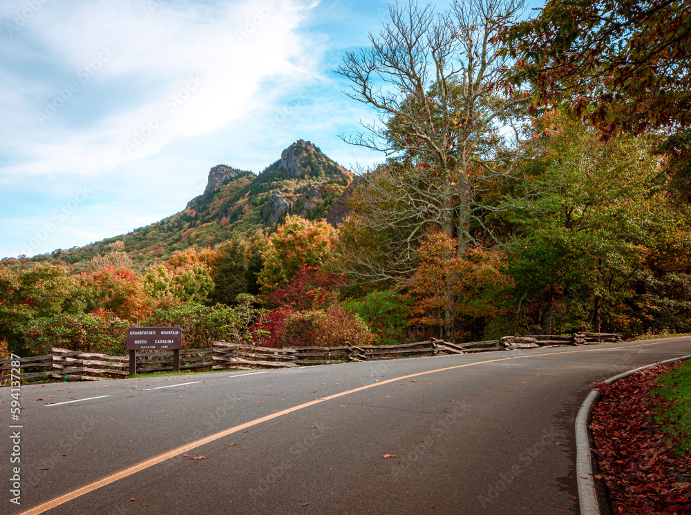 Grandfather Mountain State park in fall season. Grandfather Mountain is ...