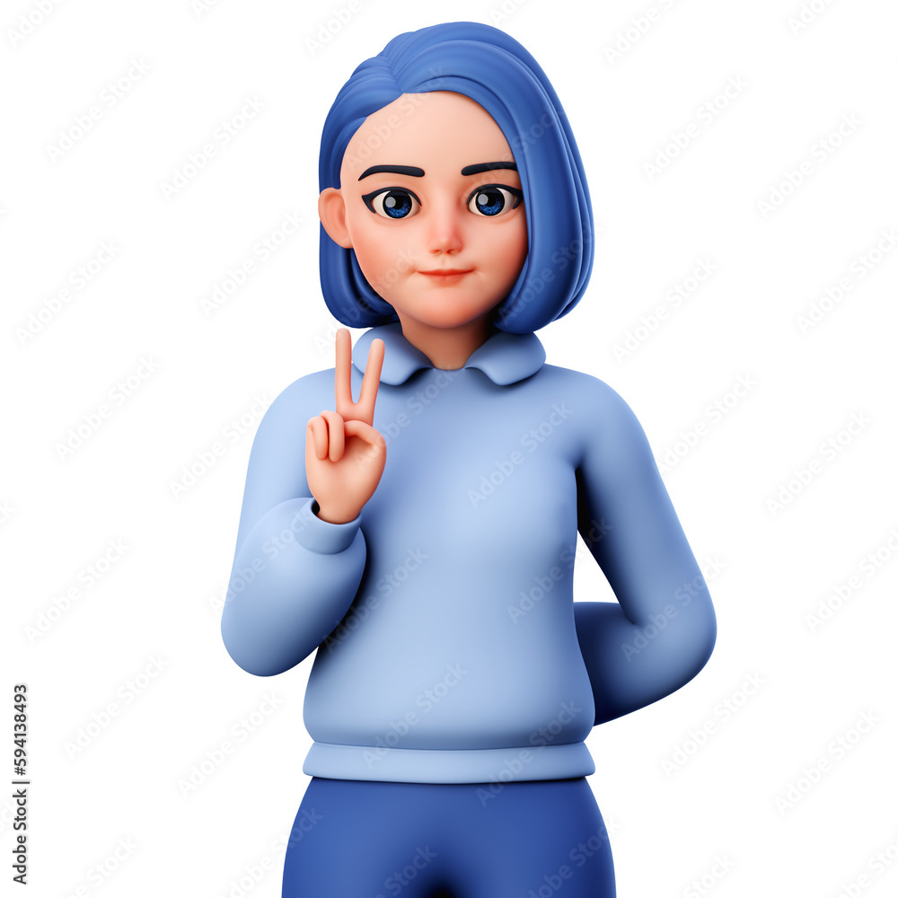 Cute Chubby Cartoon Character with Peace Gesture using Left Hand, 3D ... Cute Chubby Cartoon Character with Peace Gesture using Left Hand, 3D ...