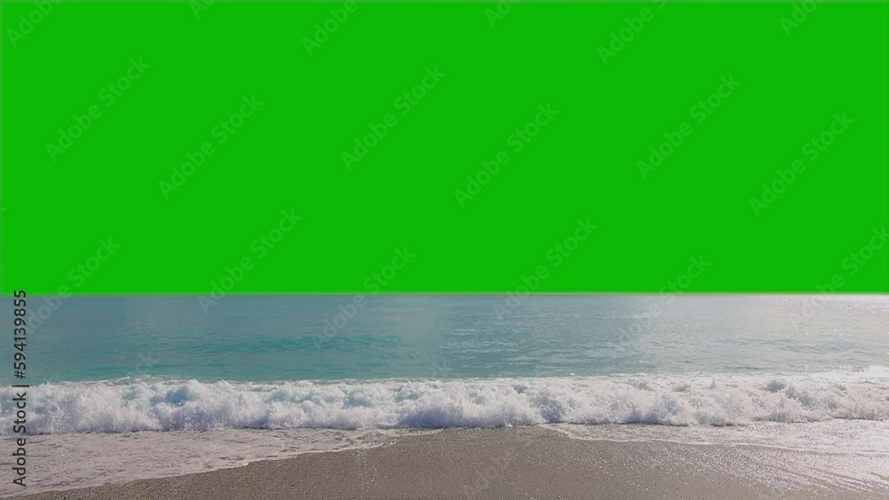 Sea waves isolated on green screen background, used to create summer ...