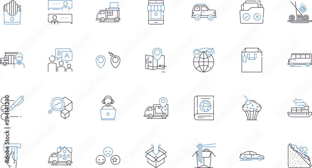 Vetor de Material handling line icons collection. Warehouse, Forklift ... Vetor de Material handling line icons collection. Warehouse, Forklift ...