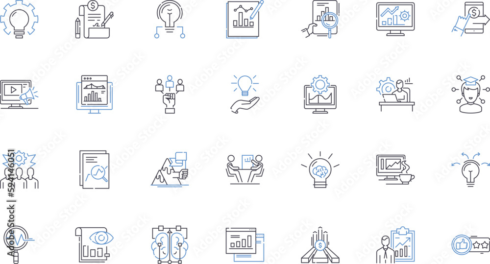 Vetor de Decision making line icons collection. Choices, Options ...