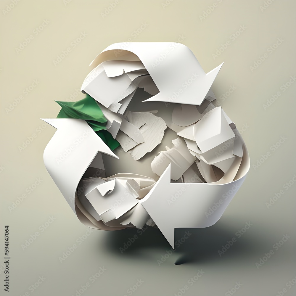 recycle reuse paper craft concept. Generative AI. Stock Illustration ...