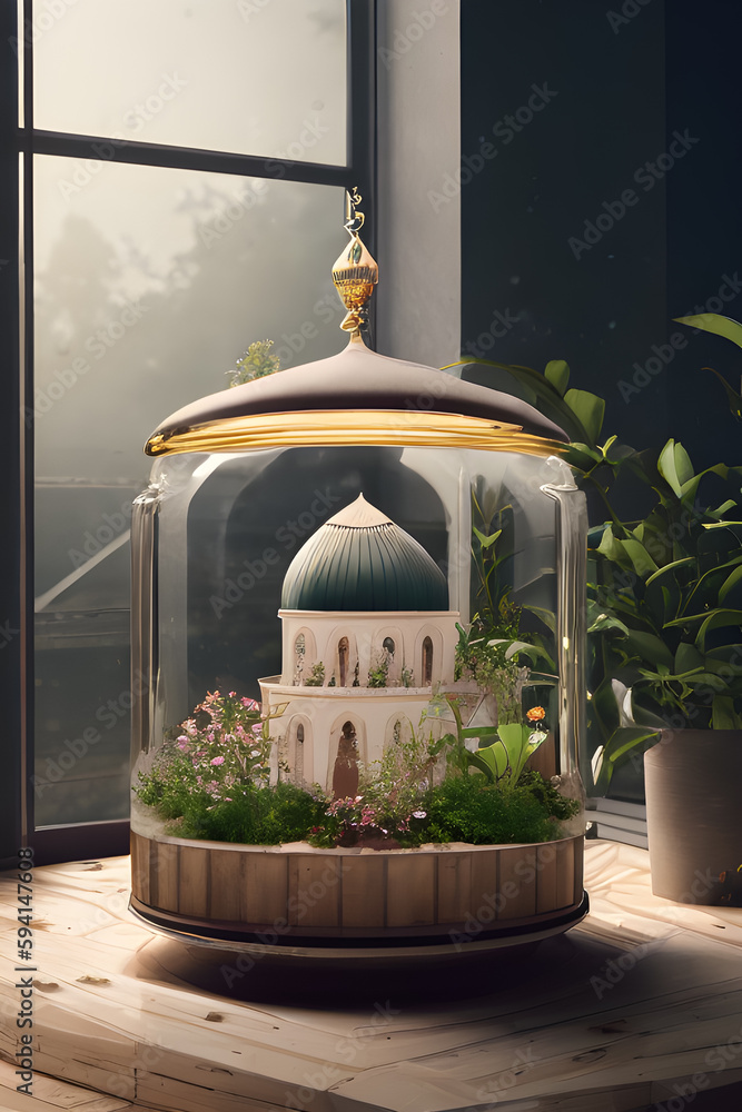 terrarium decoration of fantasy and dream mosque buildings contained in ...