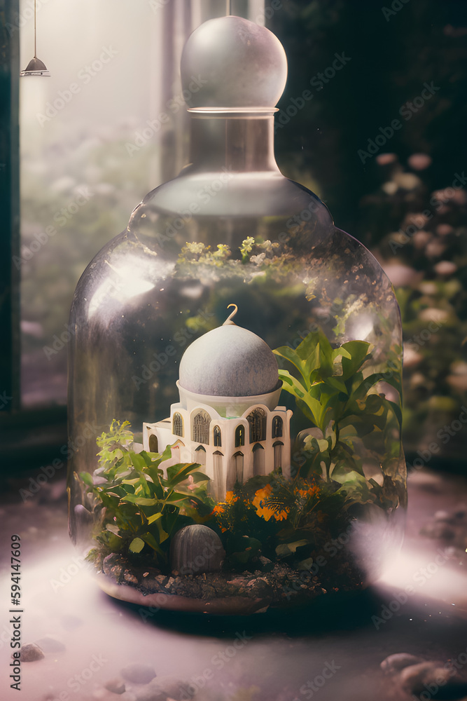 terrarium decoration of fantasy and dream mosque buildings contained in ...