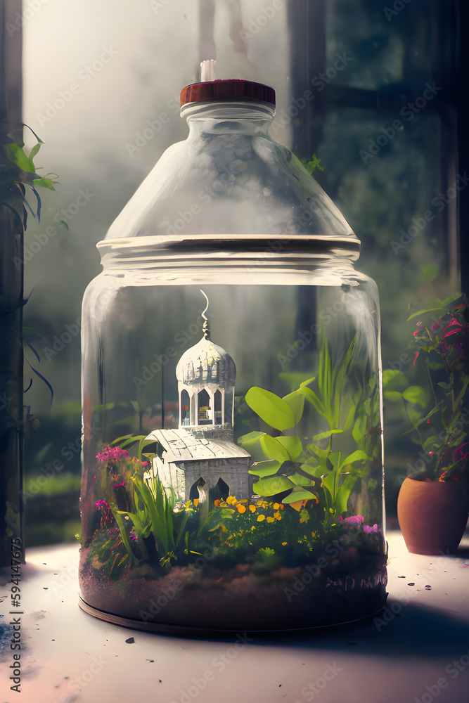 terrarium decoration of fantasy and dream mosque buildings contained in ...