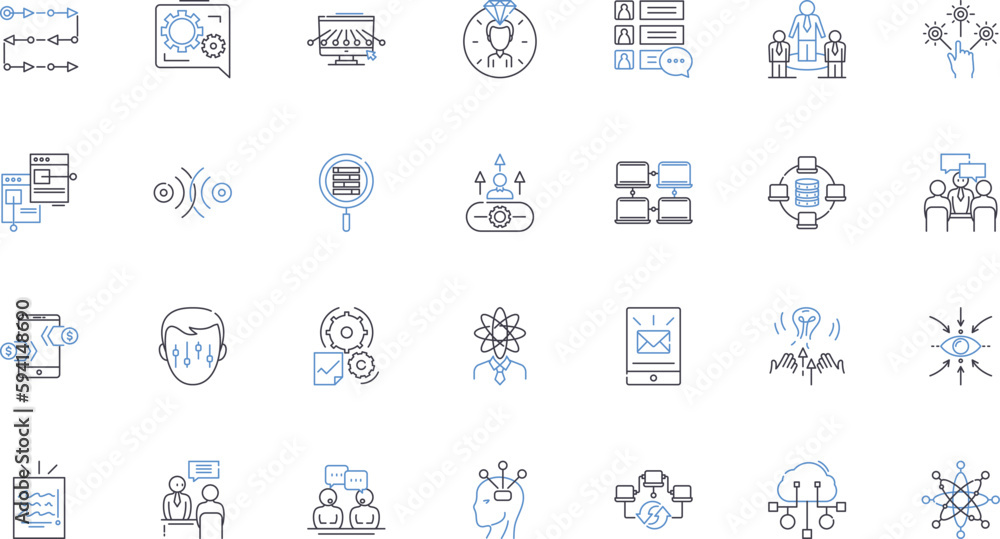 Content media line icons collection. Video, Audio, Blog, Podcast ...