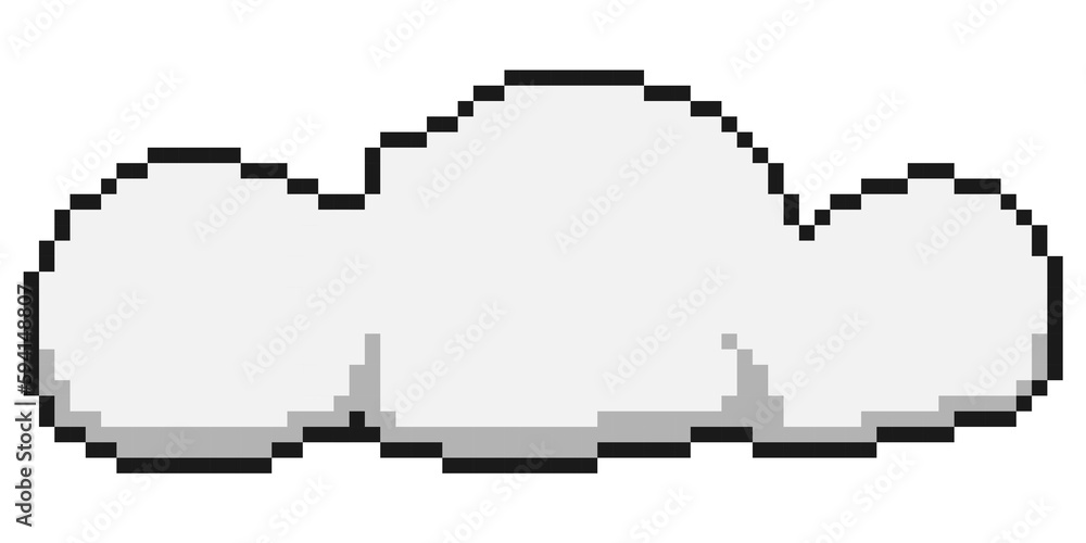 8 bit retro Pixel cloud game icon on white transparent background ...