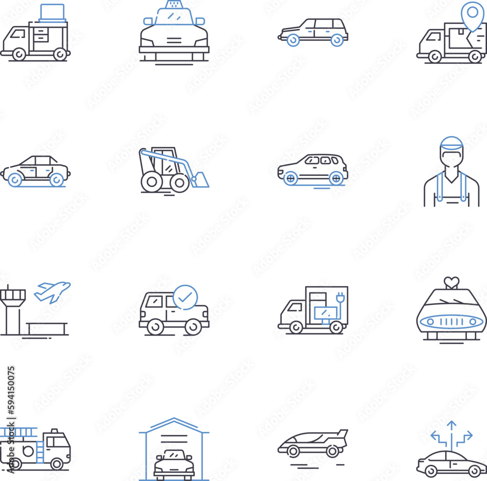 Commuting line icons collection. Traffic, Transportation, Train, Bus ...