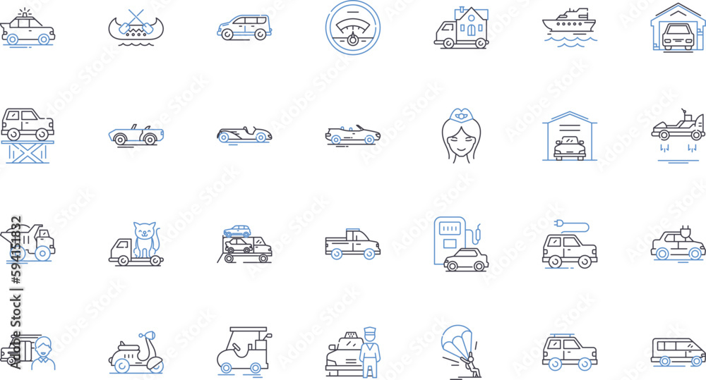 Ride-hailing line icons collection. Uber, Lyft, Grab, DiDi, Ola, Taxify ...