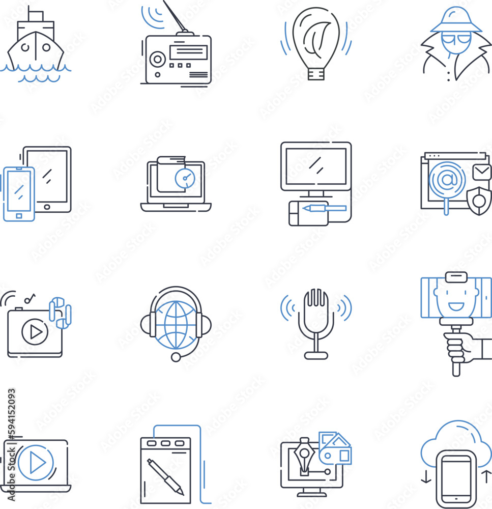 Microelectronics line icons collection. Silicon, Nanotechnology ...
