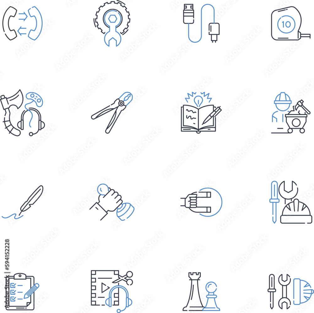 Materials science line icons collection. Polymers, Composites ...