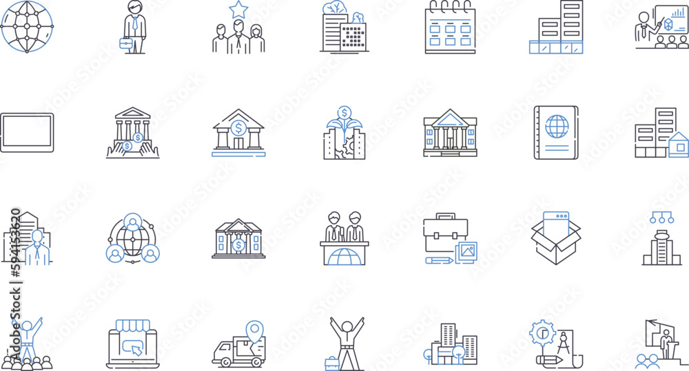 Information management line icons collection. Organization, Retrieval, Analysis, Storage ...