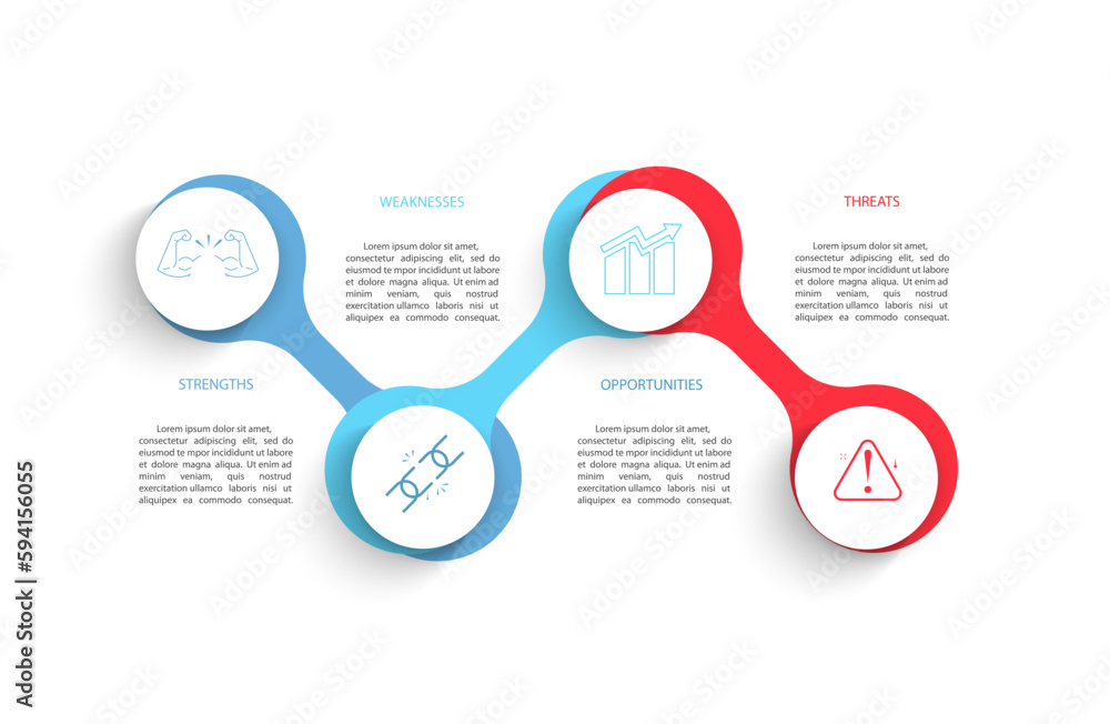 Swot infographic analysis template. strength,weakness,opportunities ...