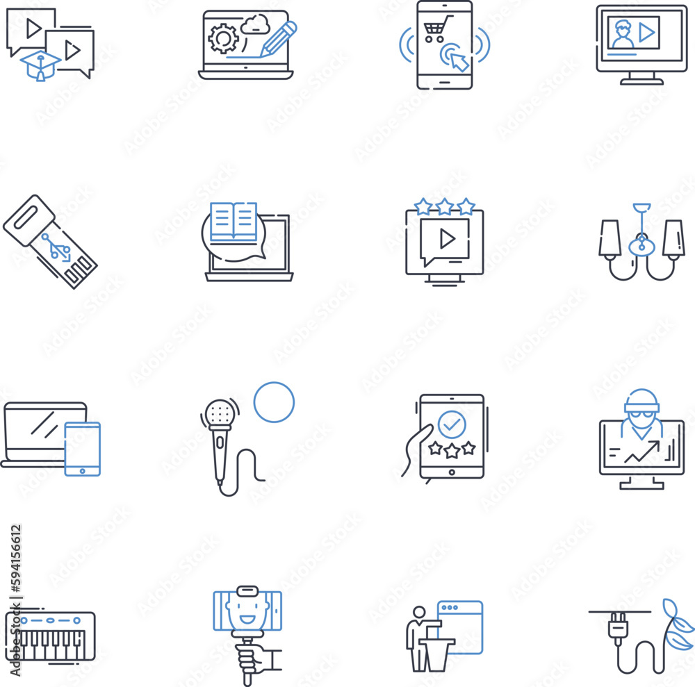 Circuitry line icons collection. Conductivity, Compnts, Resistor ...