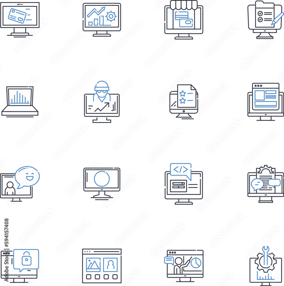 Programming Technology Line Icons Collection Coding Algorithms Syntax Debugging Algorithmic