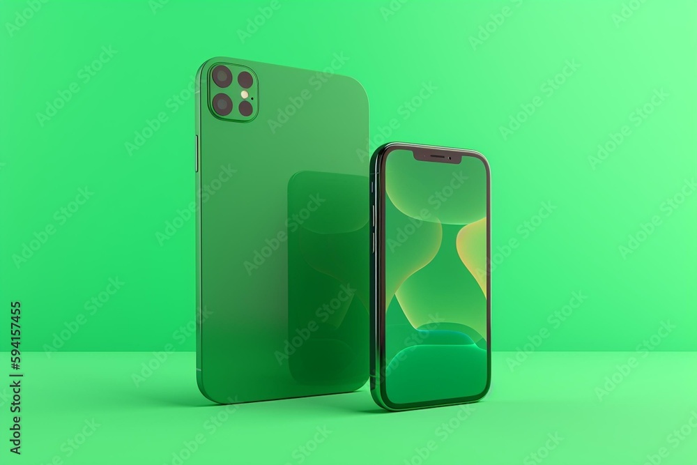 iPhone mockups in 3D on studio background. Positioned in various angles ...