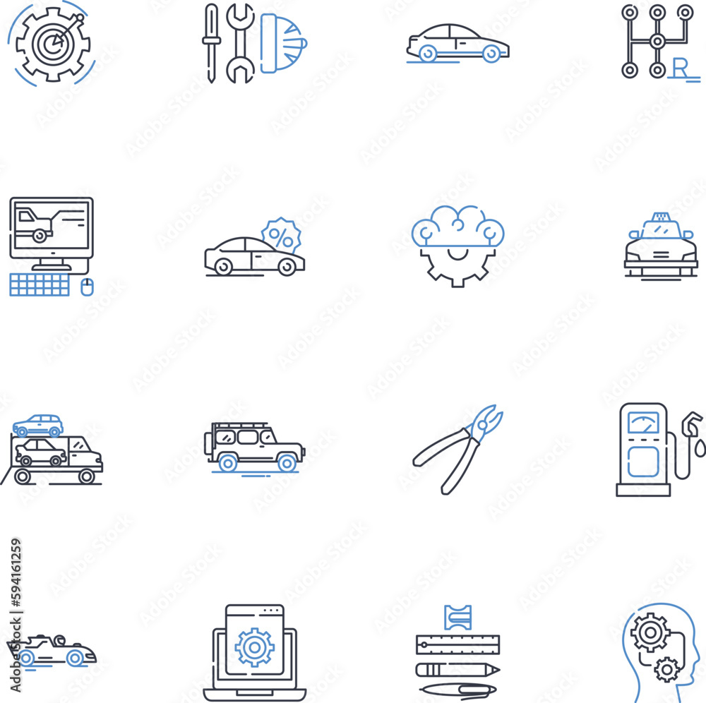 Auto maintenance line icons collection. Oil, Filter, Tire, Brake ...