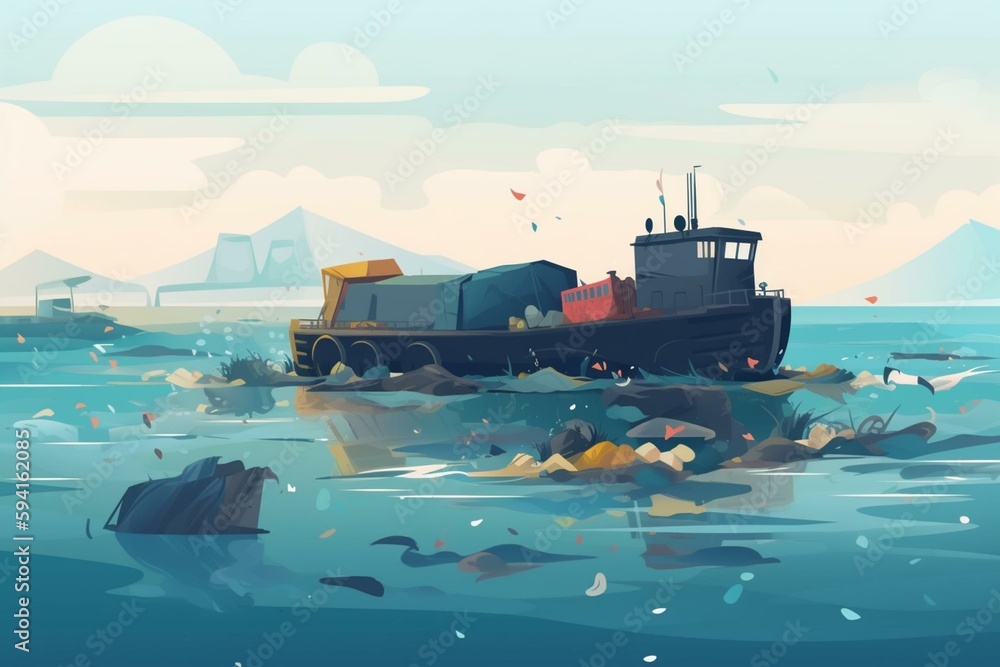 Concept environmental plastic trash pollution water. Landfill waste ...