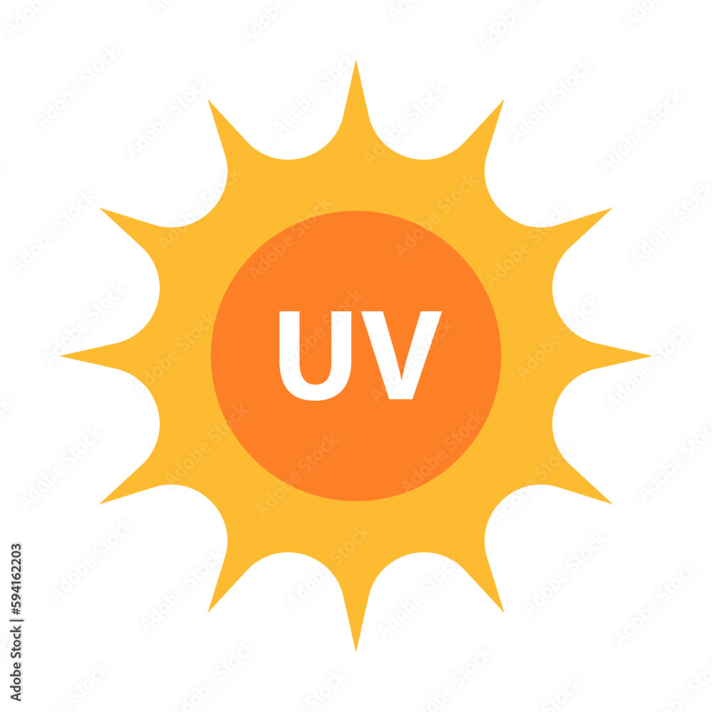 UV radiation icon vector solar ultraviolet light symbol for graphic ...