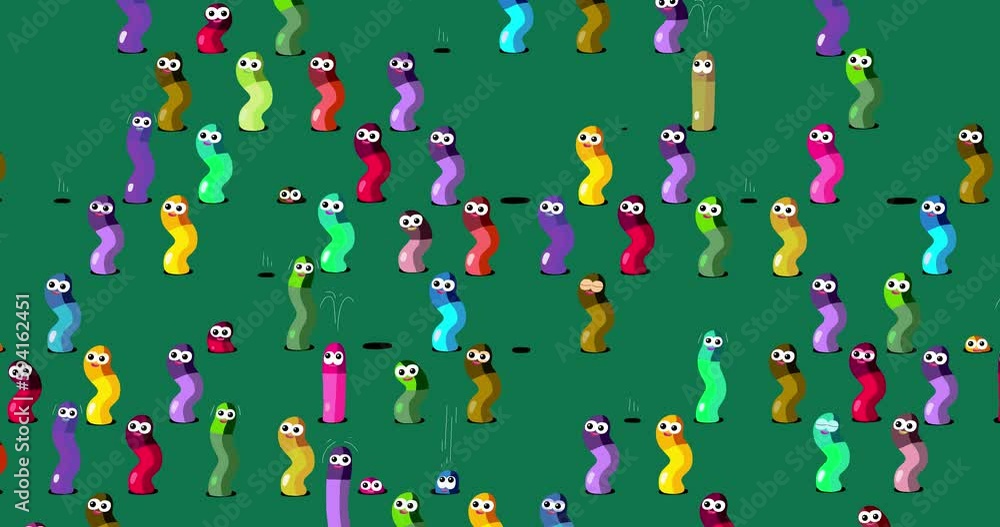 Worms peek-a-boo ! cartoon characters wallpaper on dark background ...
