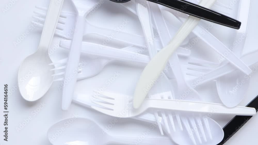 Disposable transparent plastic spoon and fork. Plastic spoon and fork ...