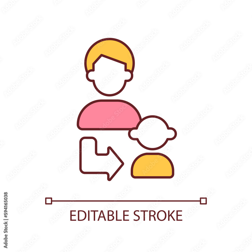 Paternal inheritance RGB color icon. Bond between father and child ...