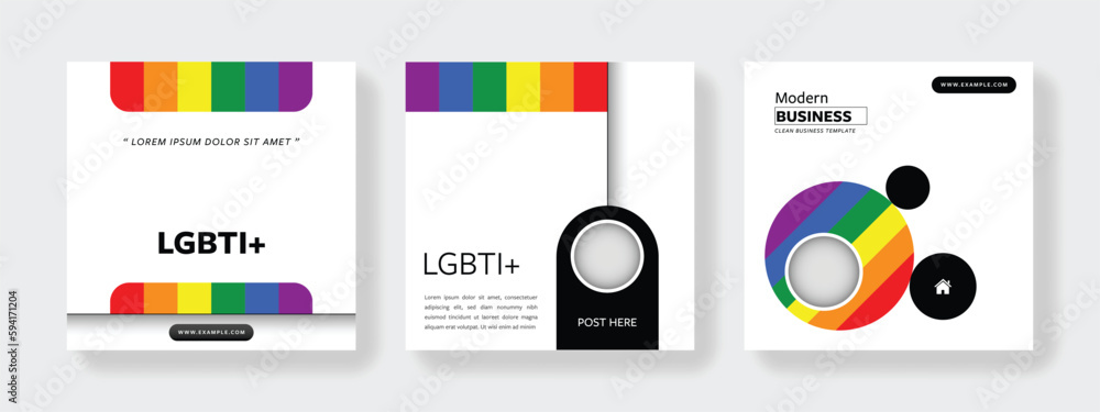 Pack of LGBTI+ community templates, thematic social media posts ...