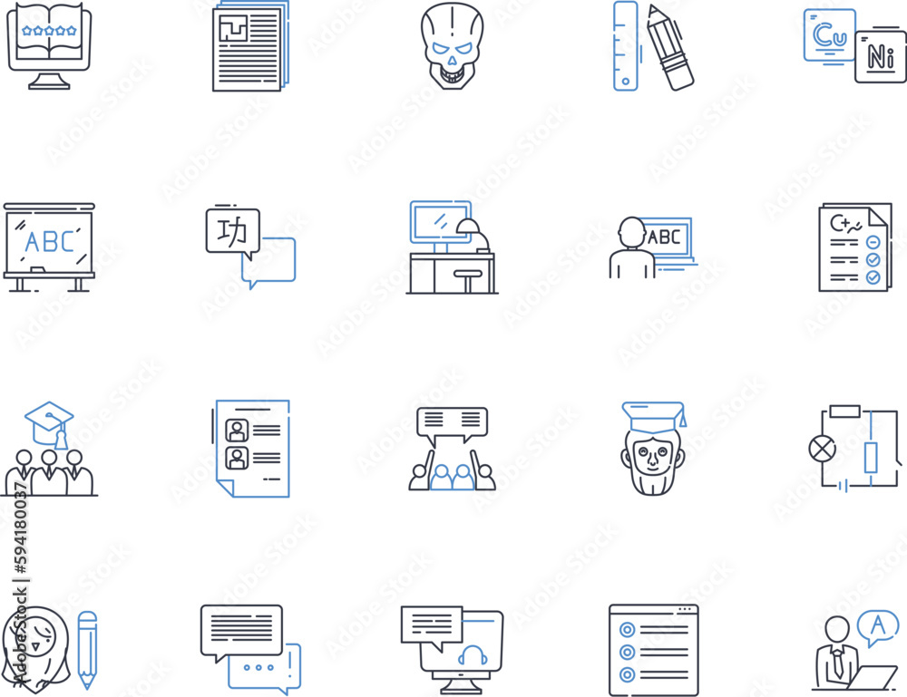 Writing-composition line icons collection. Creativity, Language ...