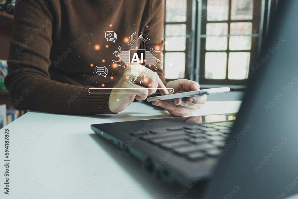 Foto de AI technology, Artificial Intelligence, Chatbot Chat and talk ...