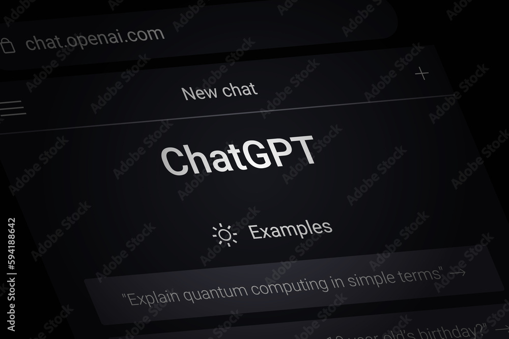 Webpage of chatGPT on a smartphone, chatgpt and new chat text focused. AI chatbot website of ...