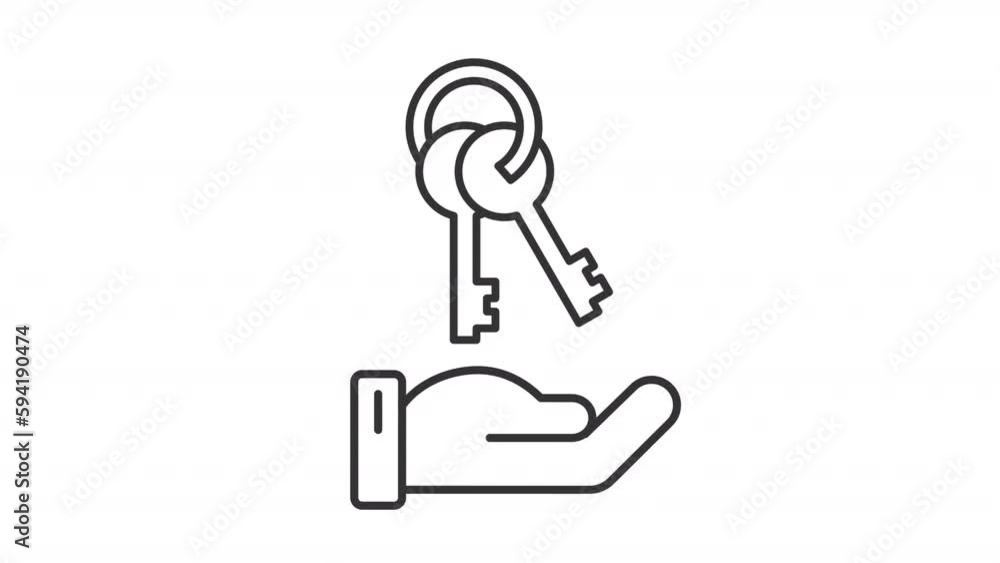 Keys handover linear animation. Buying house. Car purchase deal ...
