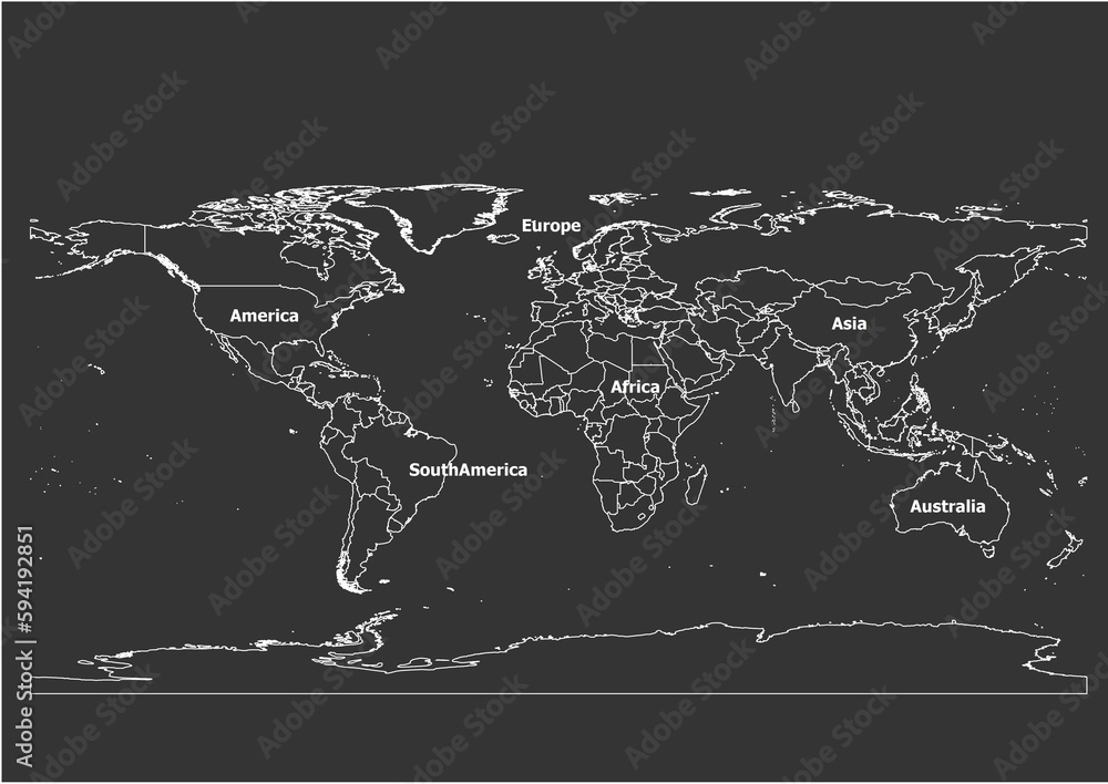 World continent map border infographic land atlas Stock Illustration ...
