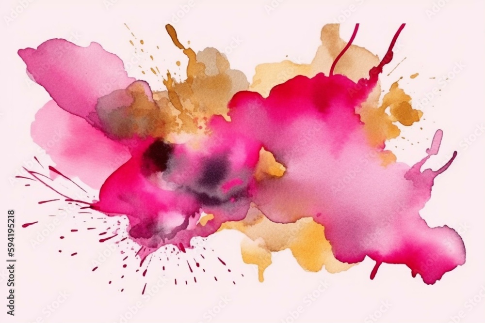 Watercolor pink smudge painting, abstract stain splash, design art ...