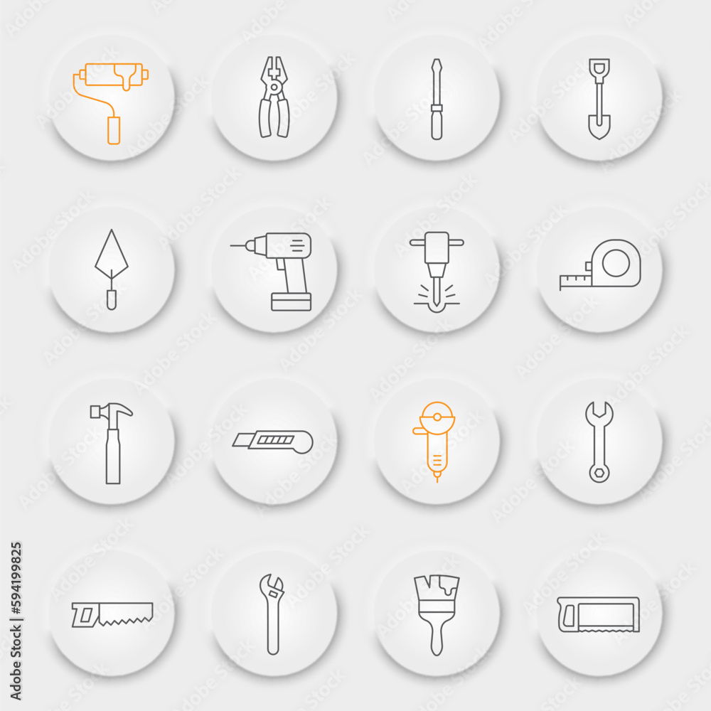 Construction tools line icon set, tools collection, vector graphics ... Construction tools line icon set, tools collection, vector graphics ...