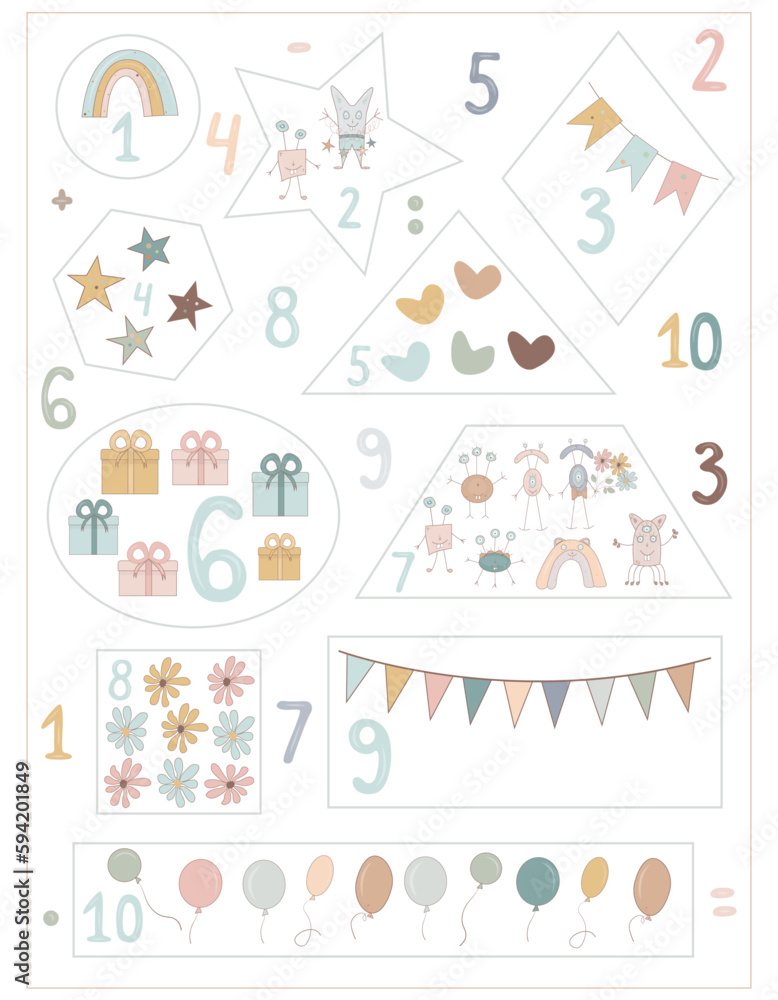 Hand drawn Children count poster with cute Numbers clip art, ABC Poster ...